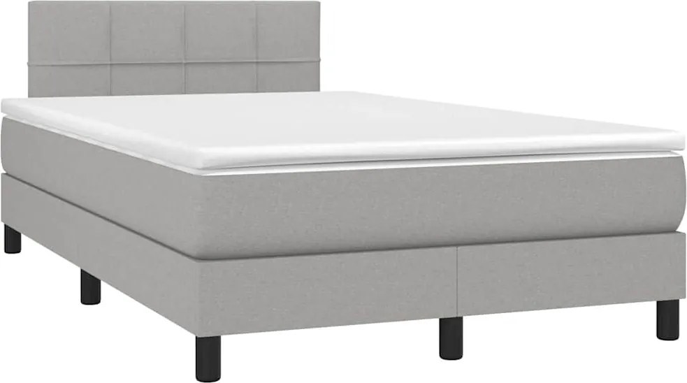Box spring postel s matrací a LED světle šedá 120x200 cm textil 3133141