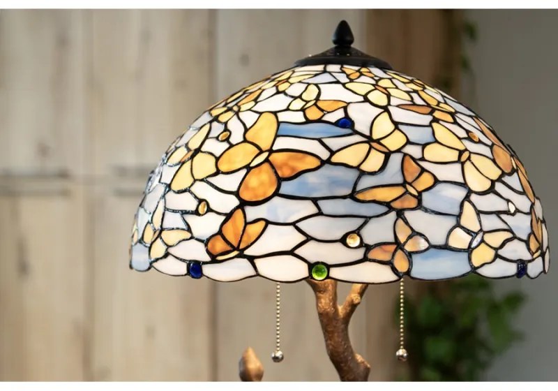Stolní lampa Tiffany Nolace s motivem motýlů – 40x60 cm