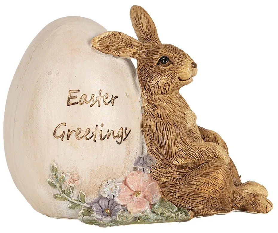 Dekorace socha králík s vajíčkem Easter Greetings - 12*7*9 cm