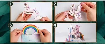 EscapeWelt 3D dřevěné puzzle Jednorožec