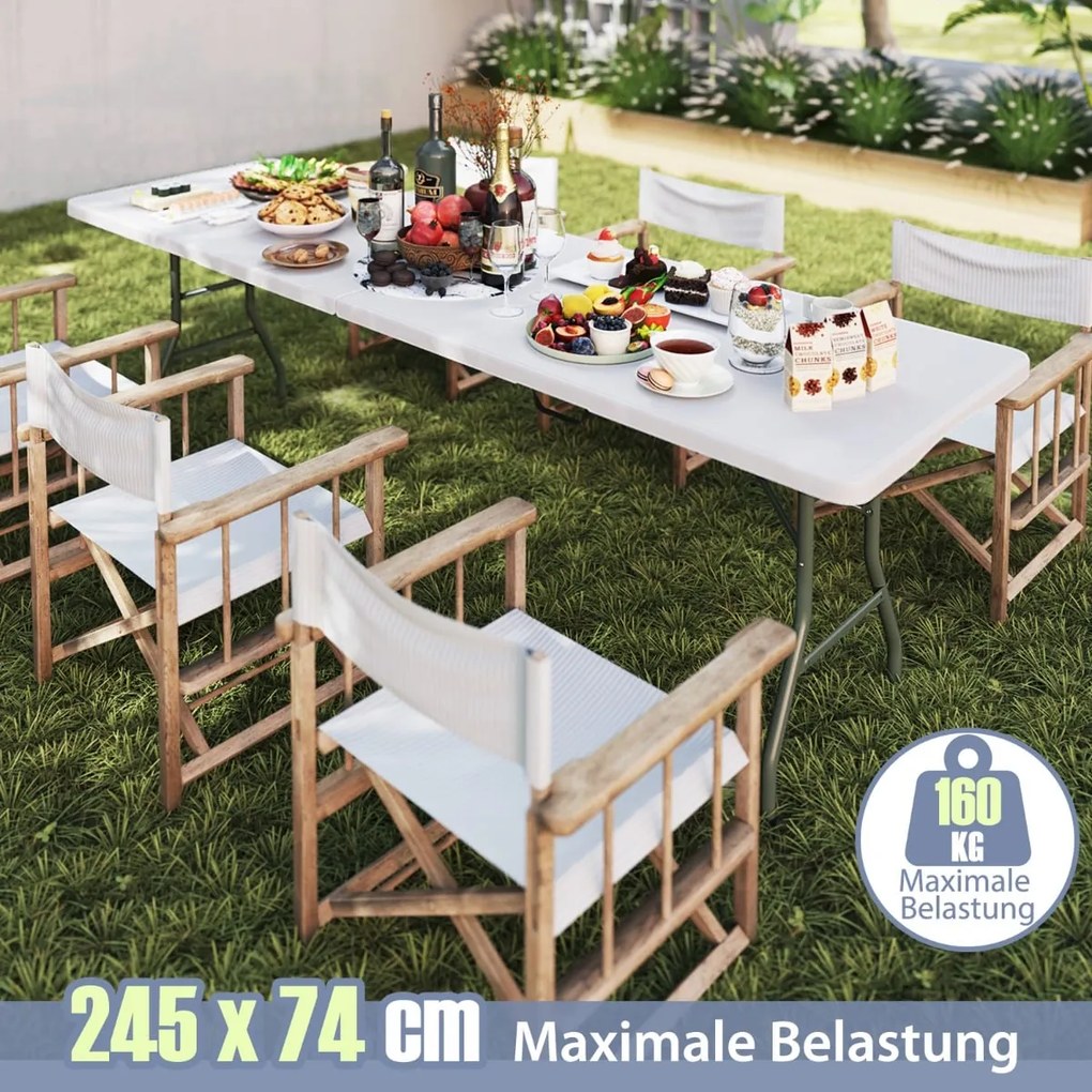 Costway XXL zahradní stůl s HDPE stolní deskou a rukojetí, skládací párty