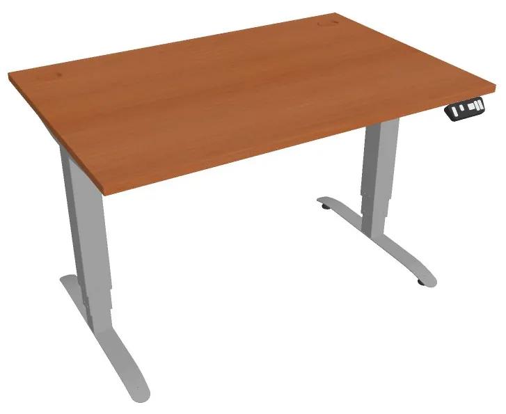 Elektr. nastavitelný stůl 120x80 s pamětí - HOBIS MOTION MS 3M 1200 Dekor stolové desky: třešeň, Barva kovové podnože: stříbrná