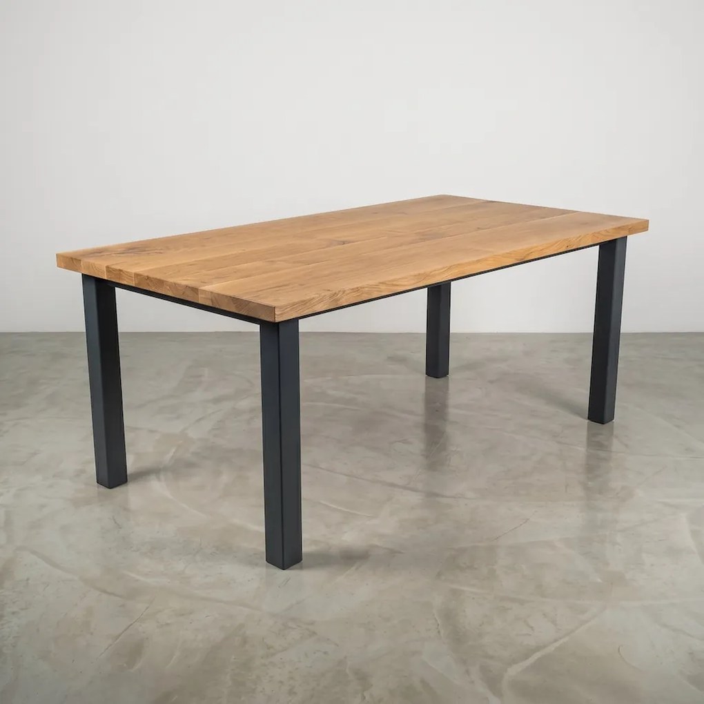 KULHÁNEK Jídelní stůl "Tabi" Velikost desky: 230x90 cm, Odstín podnože: černá s jemnou strukturou - JS RAL 9005