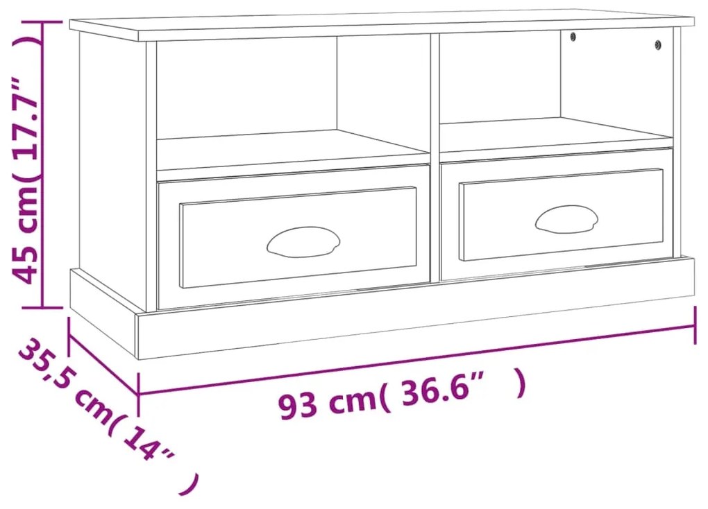 TV skříňka bílá s vysokým leskem 93x35,5x45 cm kompozitní dřevo