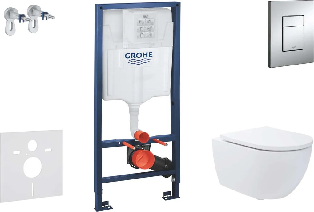 SANITINO - Set předstěnové instalace, klozetu Oudee a sedátka softclose, tlačítko Skate Cosmopolitan, chrom SANI11BA1113