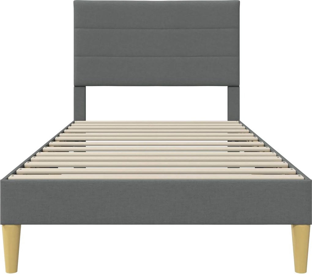 Rám postele s čelo Tmavě šedá 90 x 190 cm Textil 3414672