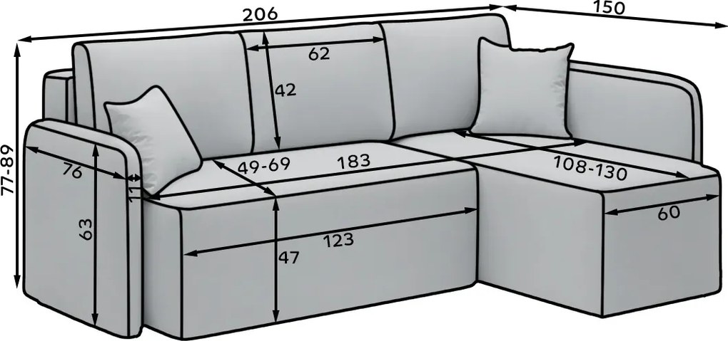 Malá rohová sedací souprava GARY, pravá, béžová (jarell 18)