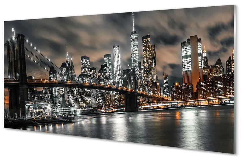 akrylový obraz Most v noci panorama 125x50 cm