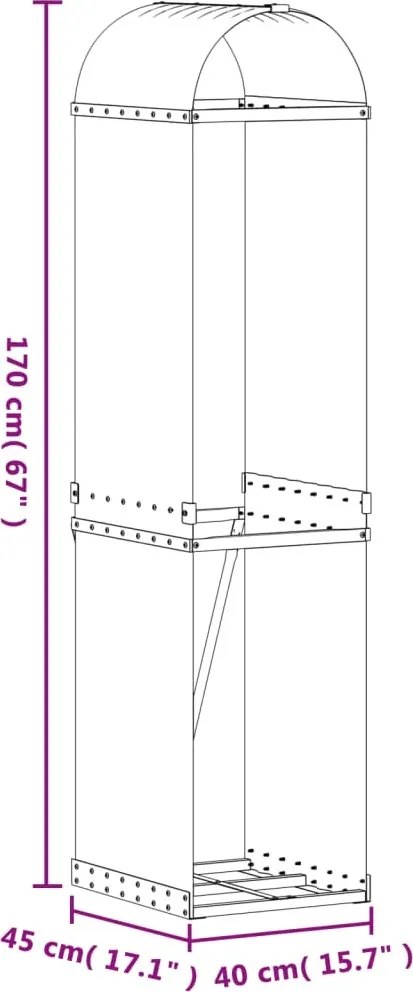 vidaXL Stojan na dřevo 40 x 45 x 170 cm pozinkovaná ocel [364558] Barva: Hnědá