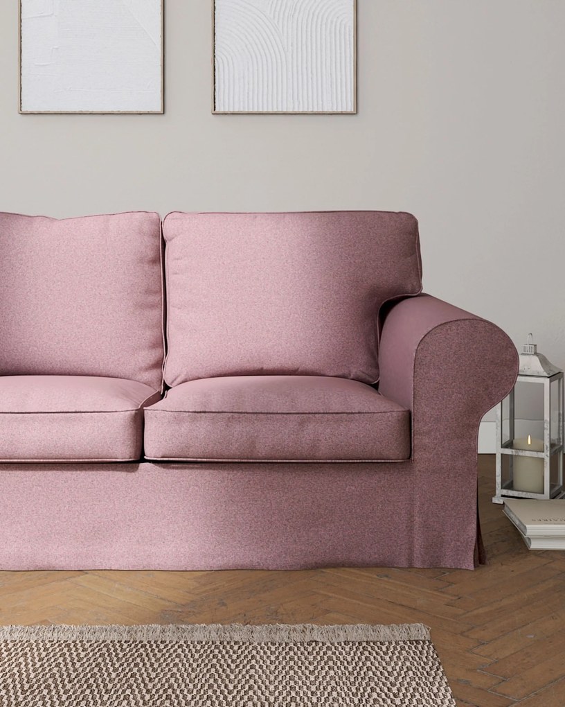 Potah na pohovku IKEA Ektorp 3-místná, rozkládací STARÝ MODEL PIXBO barva růžová látka pletený vzor