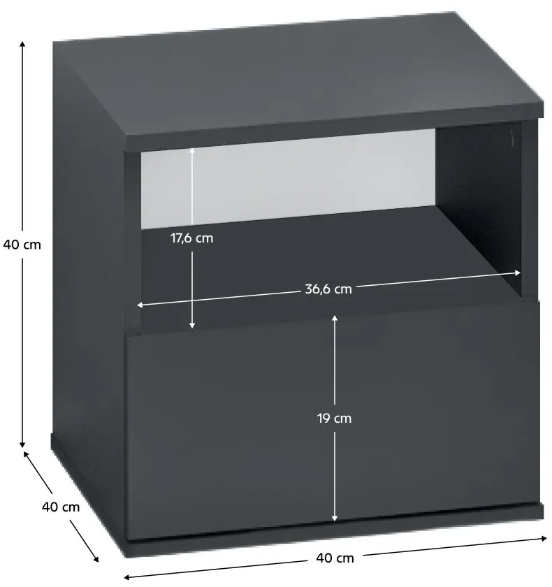 Kondela Noční stolek, grafit, DOLI