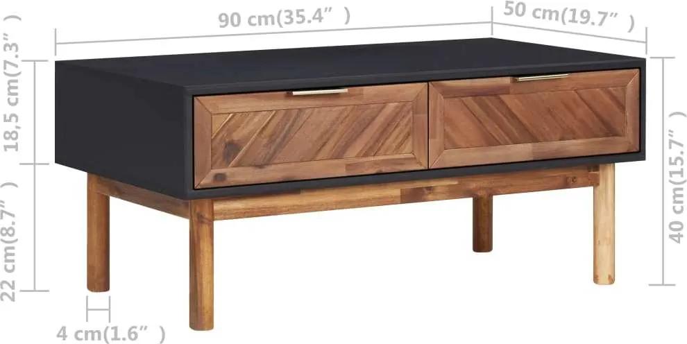 vidaXL Konferenční stolek 90 x 50 x 40 cm masivní akáciové dřevo a MDF [289908]
