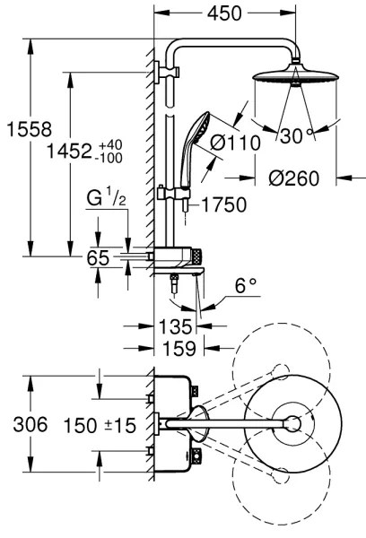 GROHE 26510000 - Sprchový systém EUPHORIA SMARTCONTROL 450 mm lesklý chrom