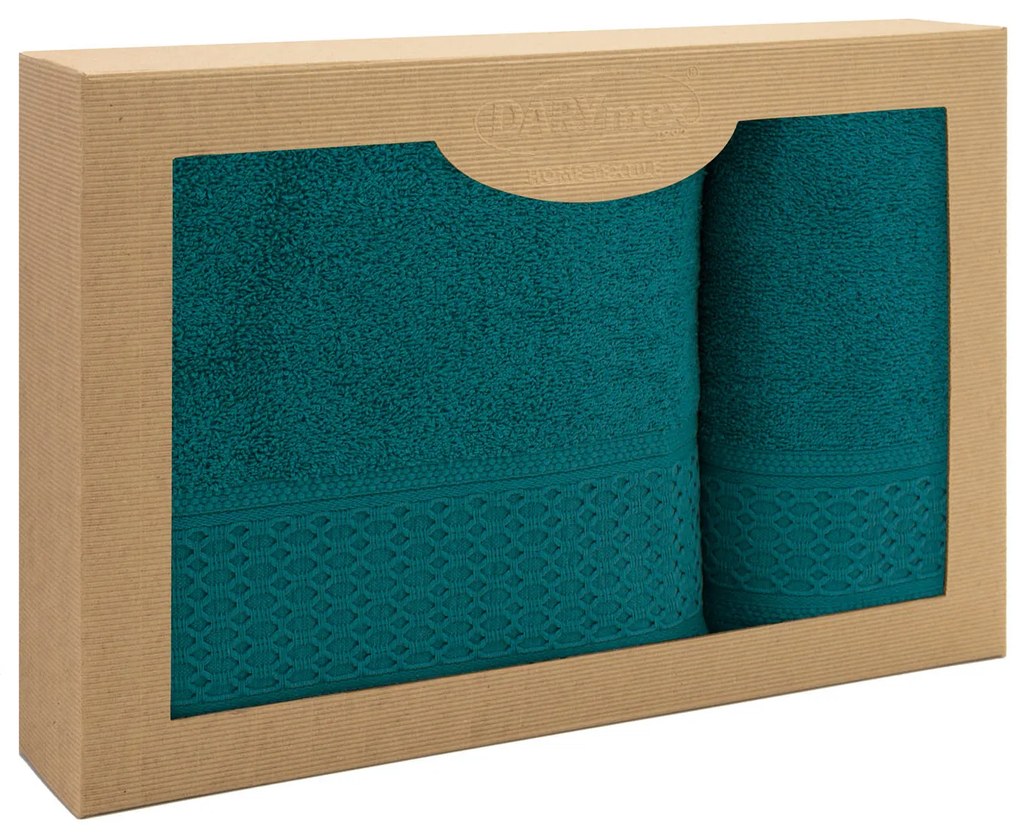 BAVLNĚNÉ RUČNÍKY SOLANO SADA 1 KS 50X90 CM, 1 KS 70X140 CM TMAVĚTYRKYSOVÁ