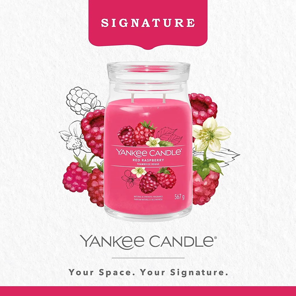 Yankee Candle vonná svíčka Signature ve skle velká Red Raspberry 567 g