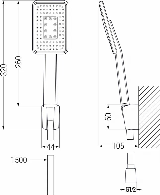 Mexen příslušenství - 1-bodový ruční sprchový set R-54, bílá/chrom, 785545052-21