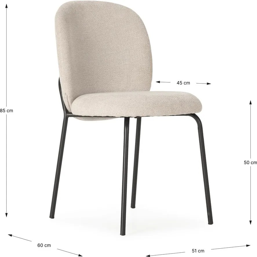 Černo-krémové jídelní židle v sadě 4 ks Daia – Marckeric
