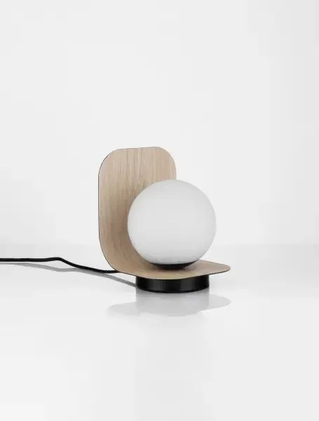 LED dřevěno-černá stolní lampa Kamen
