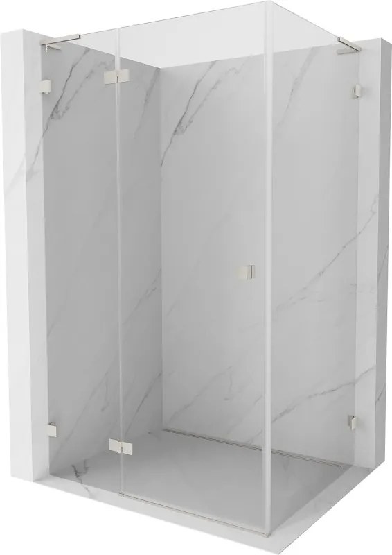 Mexen Lunar, L sklápěcí sprchový kout levý 100 x 80 cm, 8mm čiré sklo, ocelový profil, 834L-100-080-97-00-L