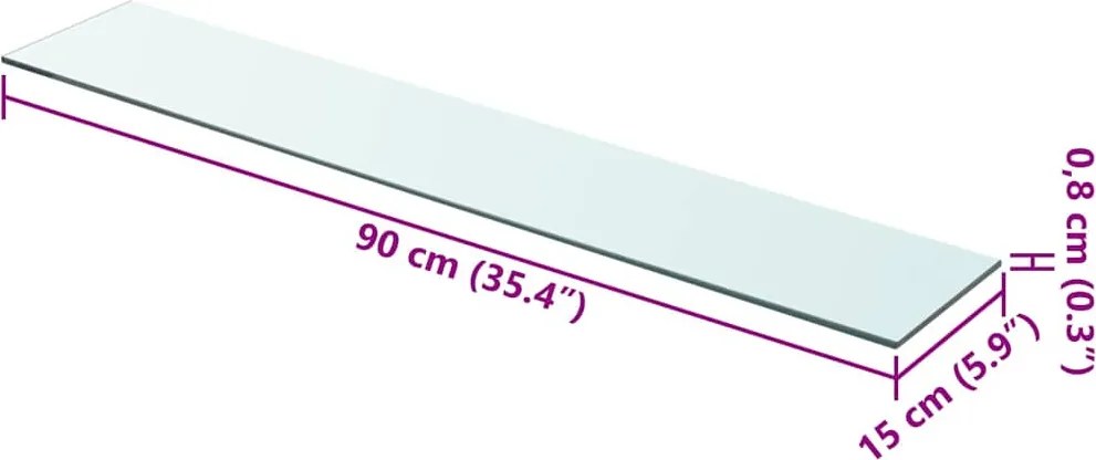 Policové desky 2 ks sklo čiré 90 x 15 cm 3051578