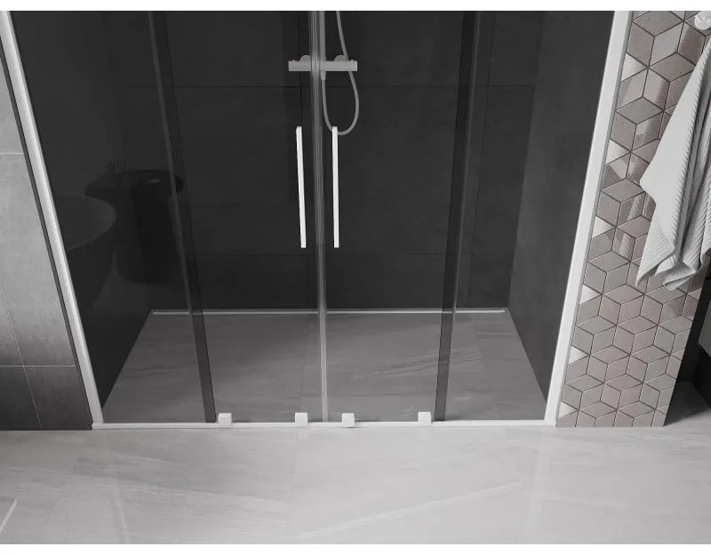 Mexen Velar Duo, posuvné sprchové dveře do otvoru 170 cm, 8mm šedé sklo, bílá matná, 871-170-000-42-20