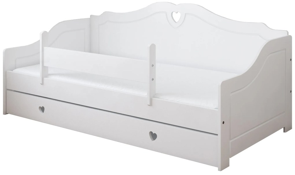 BabyBeds Dětská postel ZUZANA srdíčka Velikost postele: 180x80 cm, Barevné provedení: Bílá, Úložný prostor: Ne, bez úložného prostoru Bílá