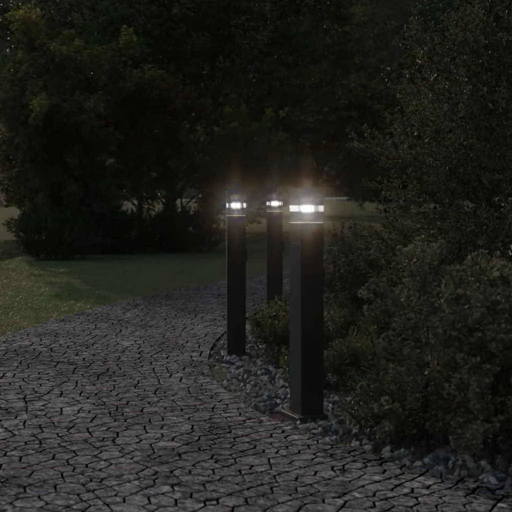 Venkovní Stojací Lampy 3 Ks Černé Hliník 80 Cm
