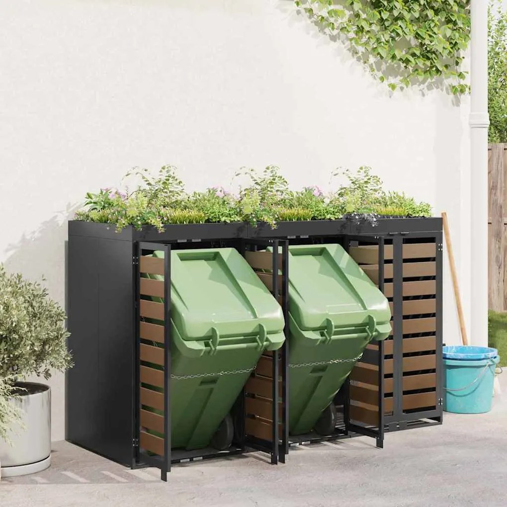 Úložný box na 3 popelnice Ocel Antracit 3394774