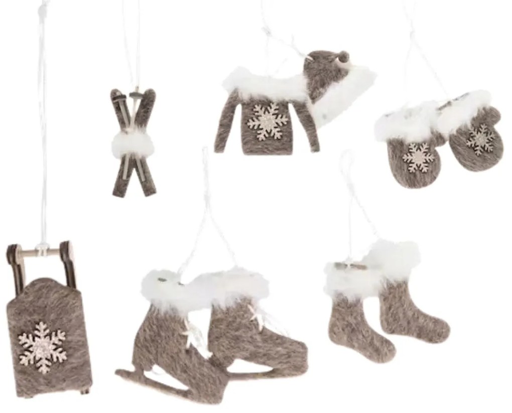 Sada vánočních závěsných dekorací CHRISTMAS SYMBOLS 6 ks - více barev