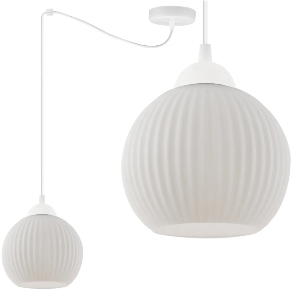 Závěsné svítidlo Riffle Round Spider, 1x bílé skleněné stínítko, w