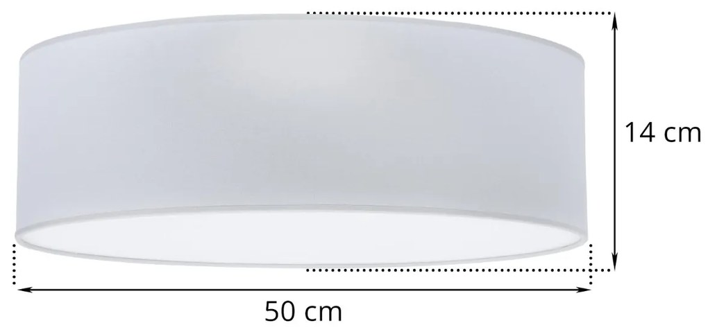 Stropní svítidlo Gaja, 1x světle šedé textilní stínítko, (bílé plexisklo), (fi 50cm)