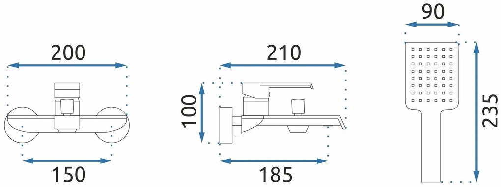 Rea Hass, vanová baterie s ruční sprchovou soupravou, zlatá matná, REA-B7100