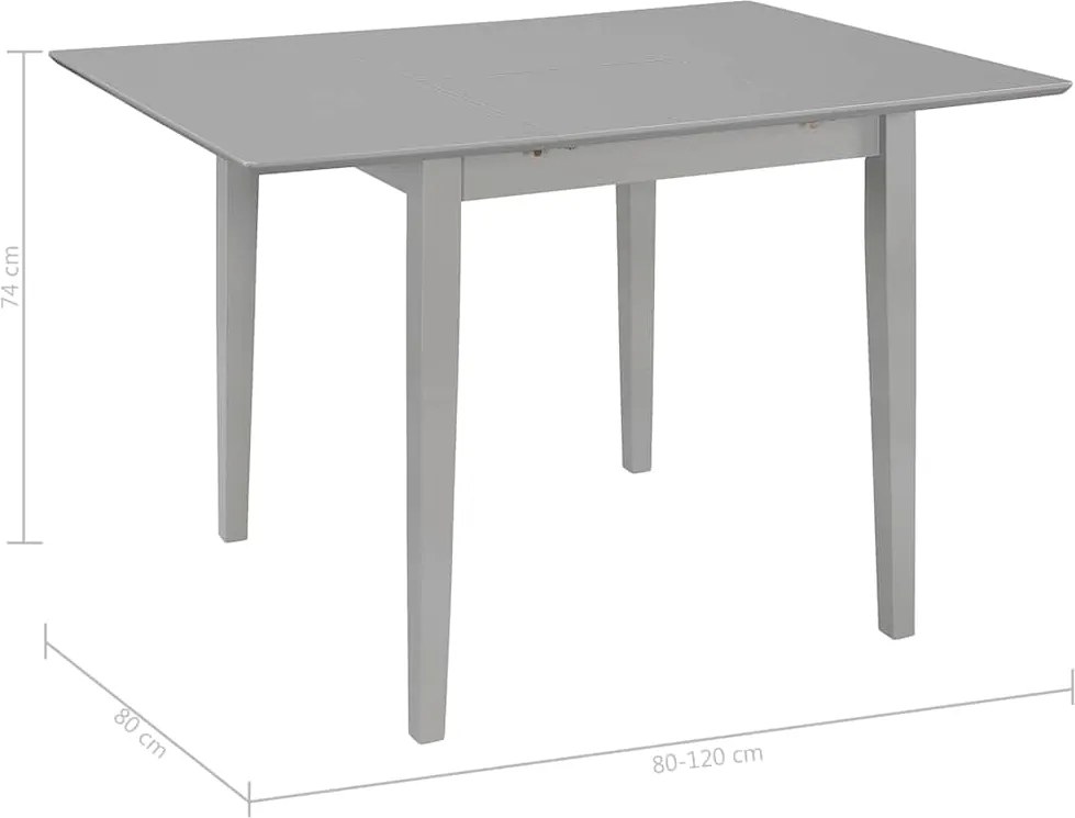 Rozkládací jídelní stůl šedý (80–120) x 80 x 74 cm MDF 247627