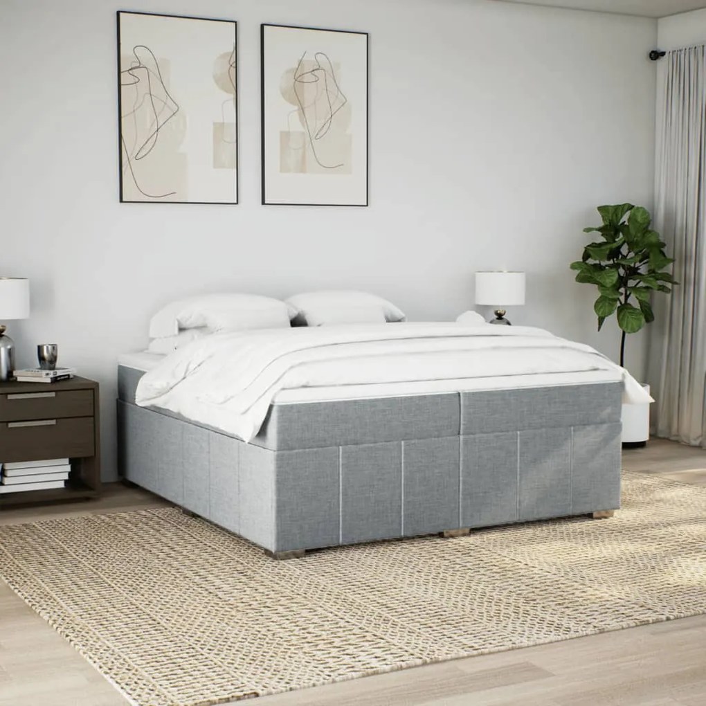 Box spring postel s matrací světle šedá 200 x 200 cm textil 3285498