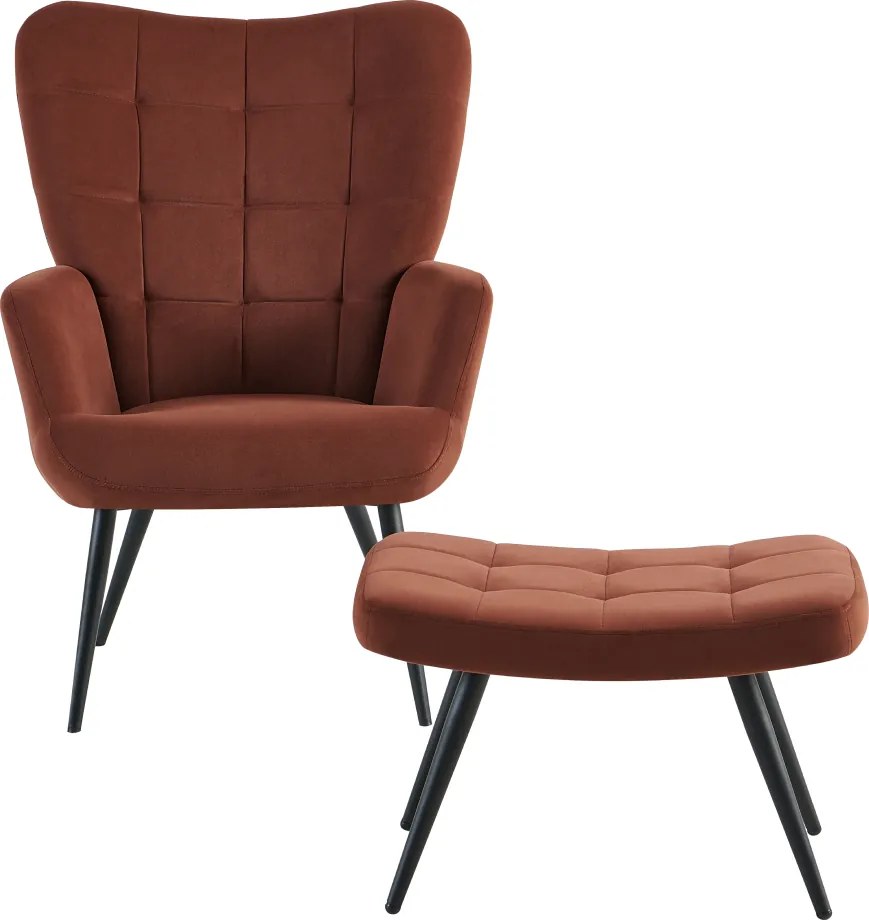 Křeslo s podnoží, hnědá Velvet látka/černá, HABEN