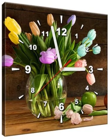 Tištěný obraz s hodinami Barevné tulipány 30x30cm ZP2150A_1AI