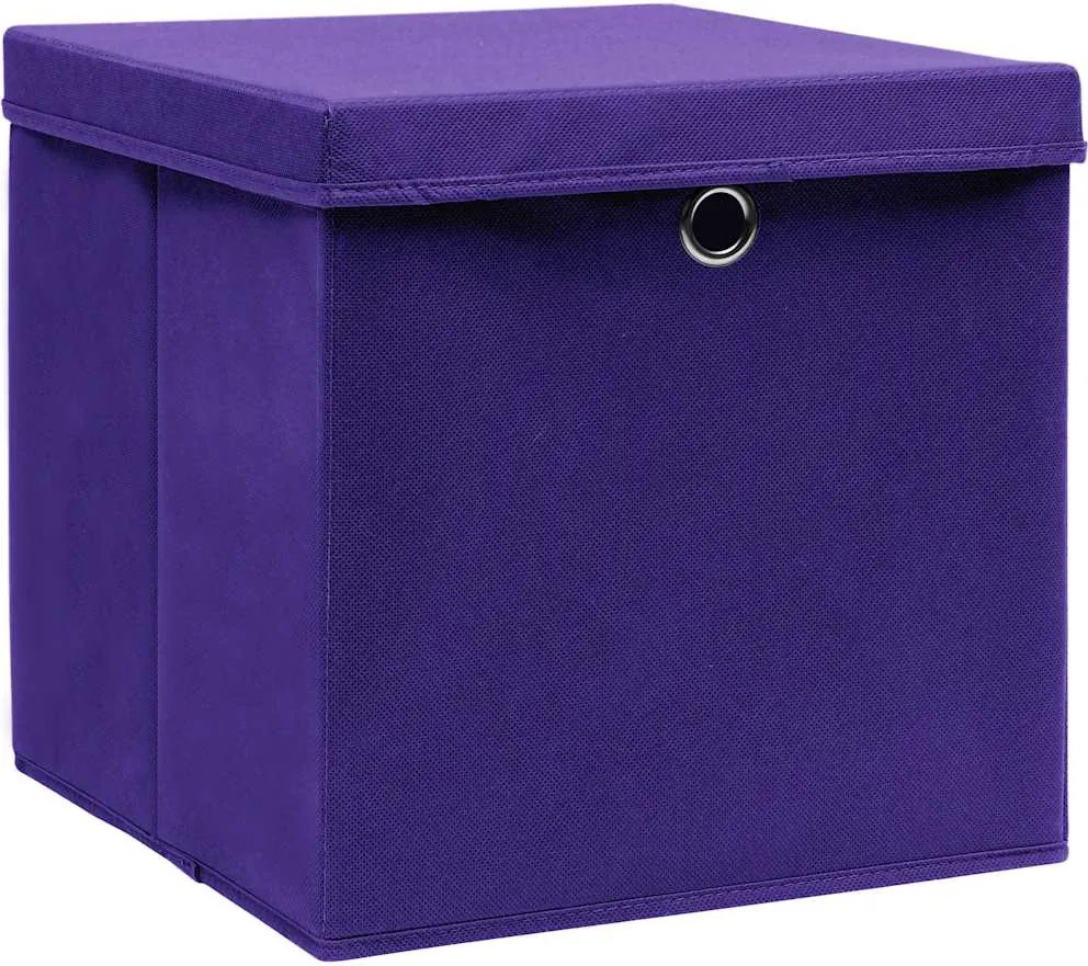 Úložné boxy s víky 4 ks fialové 32 x 32 x 32 cm textil 288354