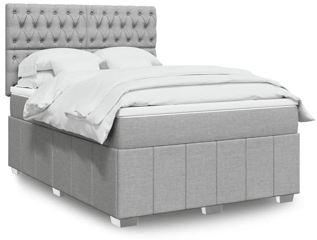Box spring postel s matrací světle šedá 140 x 190 cm textil 3291670