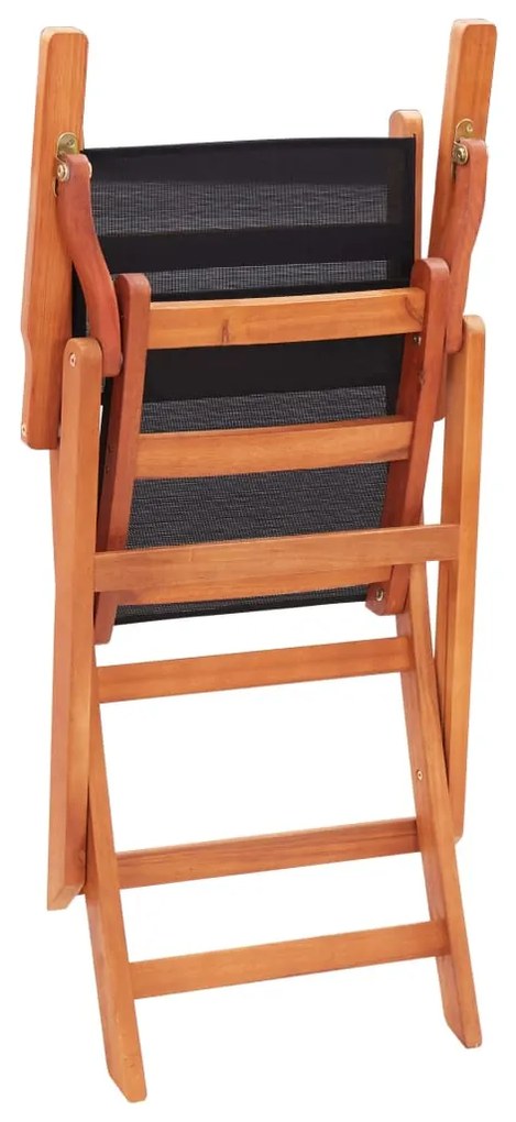 Skládací zahradní židle 2 ks černé masivní eukalyptus textilen,  48692