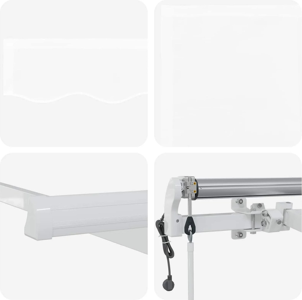 Stahovací markýza Bílá 400 × 300 cm Látka a hliník 3330625