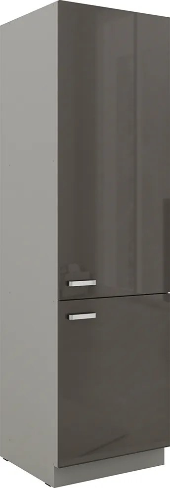 GREY gr | vysoká skříňka 60 DK-210 2F potravinová s policemi | 60 cm | světle šedá/tmavě šedá lesk
