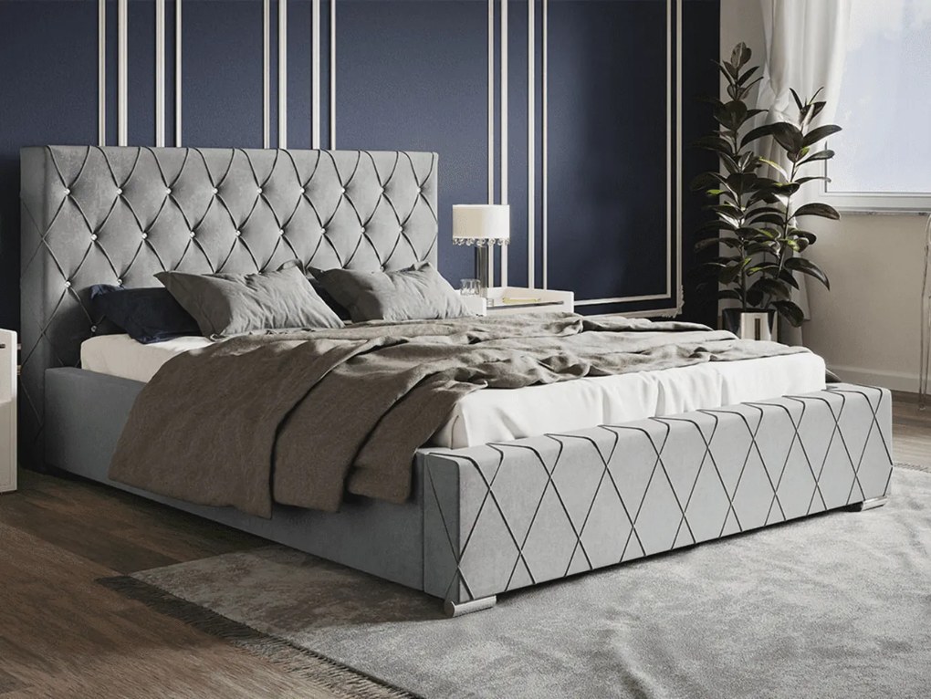 Velká luxusní postel 200x200 cm Emily Barva: Šedá - Jasmine 90