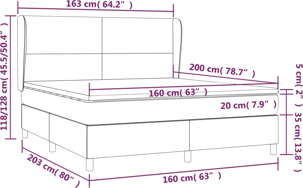 Box spring postel s matrací černá 160x200 cm samet 3129101