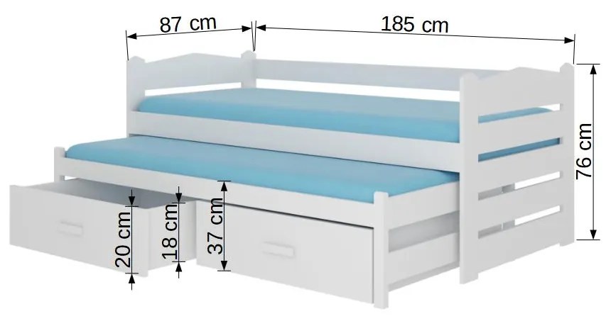 ADRK Rozkládací postel TIARRO, CH-Tia-P+OGOLD-186+M-E370, 180x80 cm s matrací, růžová/zlatý dub