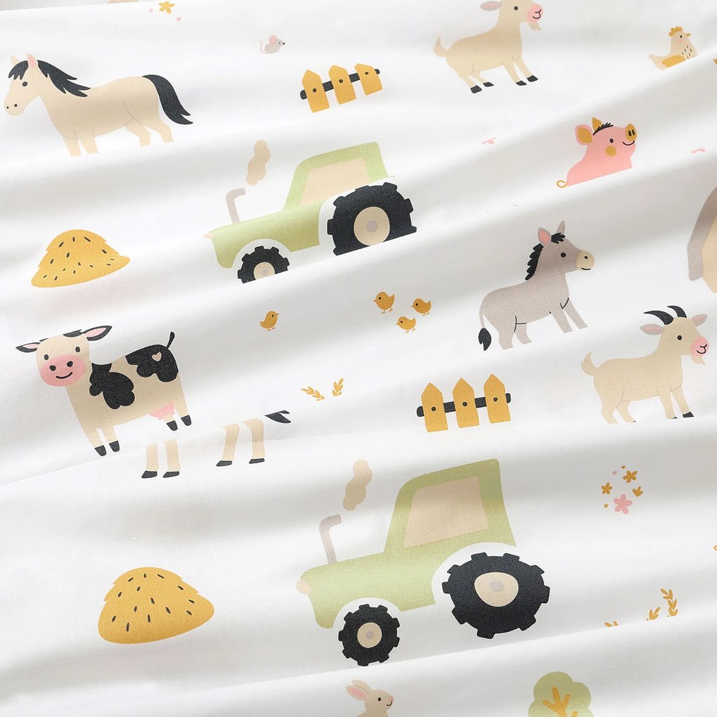 Goldea dětské bavlněné napínací prostěradlo - život na farmě 80 x 200 cm