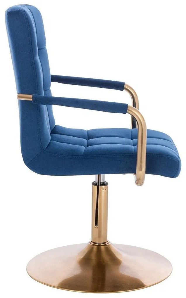 LuxuryForm DESIGN Otočná židle VERONA GOLD VELUR na zlatém talíři - modrá