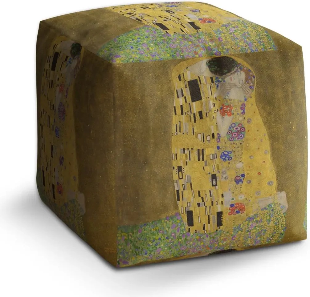 Sablio Taburet Cube Polibek - Gustav Klimt - 60x60x60 cm