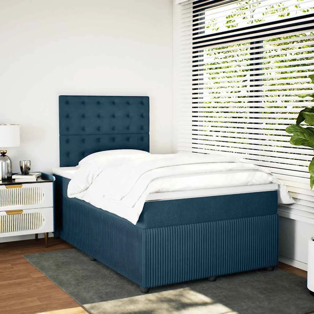 Box spring postel s matrací modrá 120 x 200 cm samet 3294626