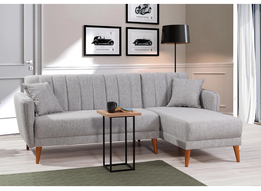 Atelier del sofa Rozkládací rohová pohovka AQUA světle šedá pravý roh 867UNQ1402