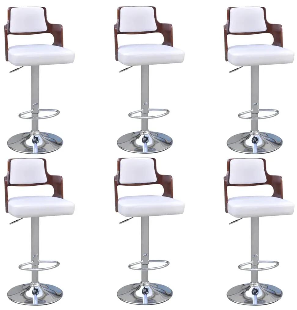 3053463 vidaXL Barové židle 6 ks rám z ohýbaného dřeva umělá kůže bílé |  BIANO